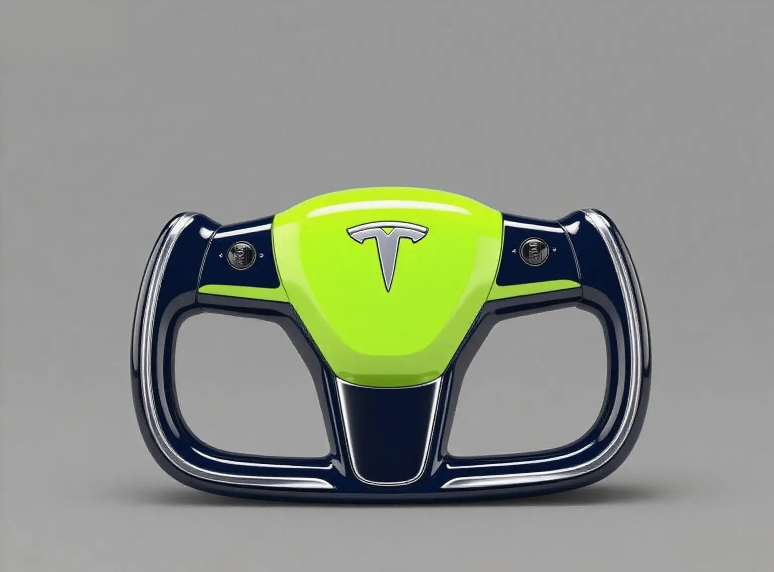 Neon Green & Navy Tesla Steering Wheel: Unleashing High-Voltage - Axeco