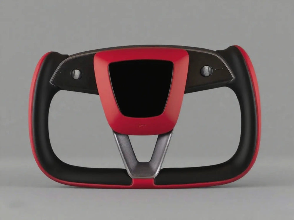 Red and Black Tesla Yoke model Y Juniper Steering Wheel(2025+) - Axeco