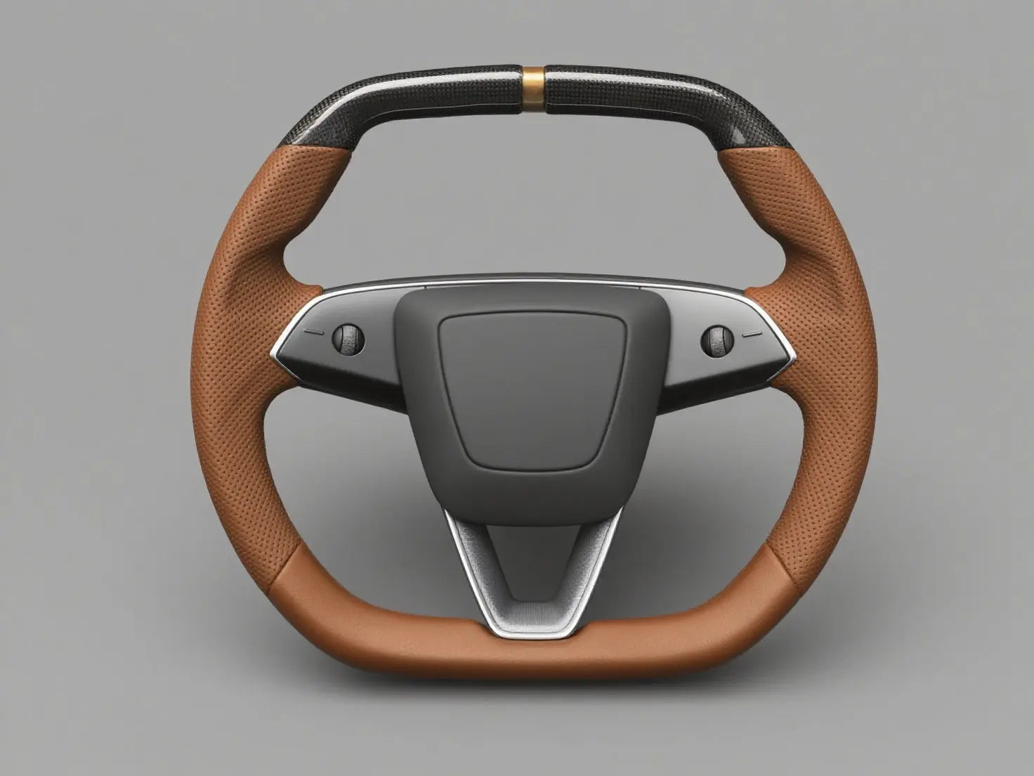 Textured Brown Tesla Steering Wheel Embracing Classic Elegance and - Axeco