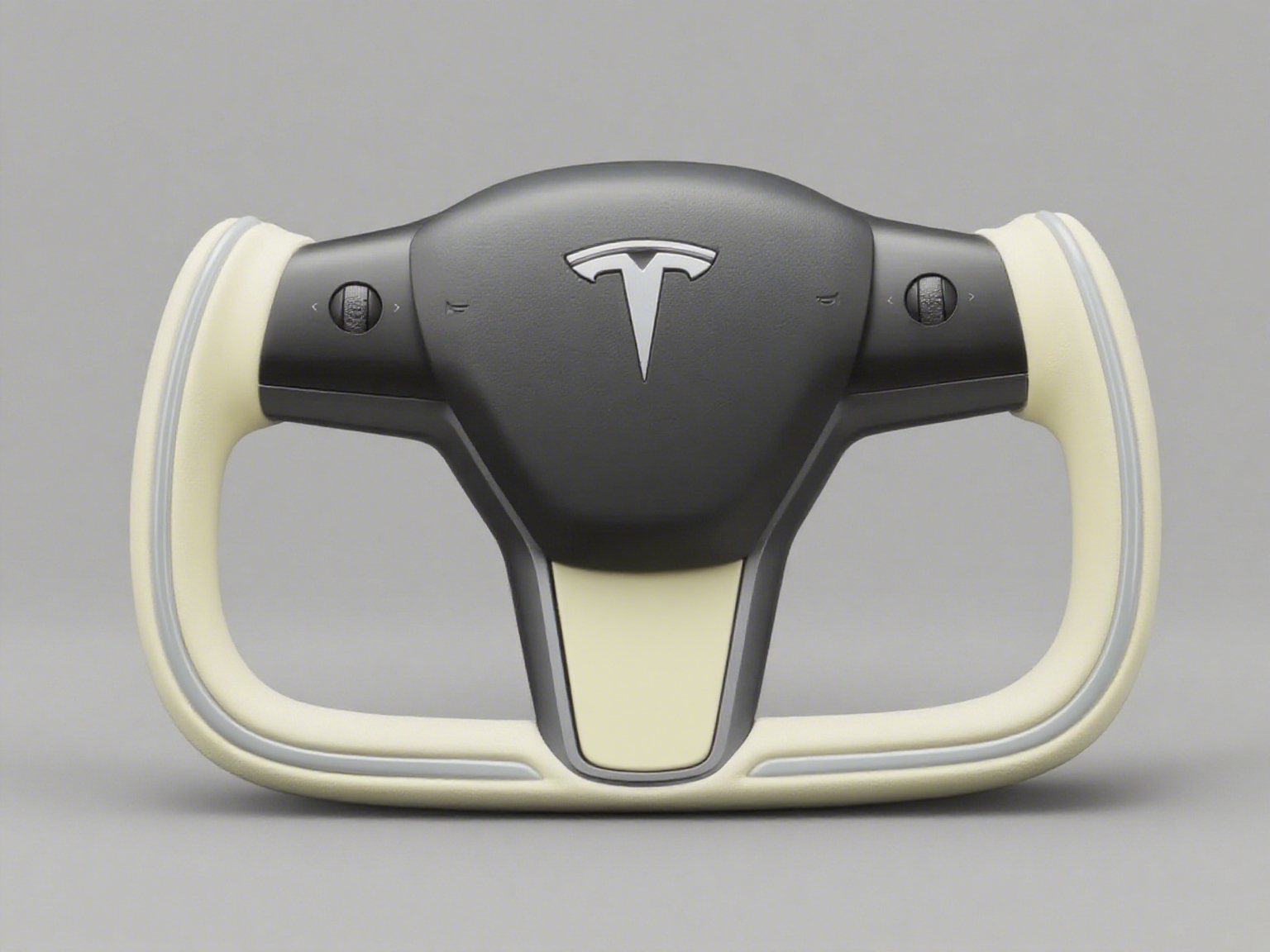 Beige and light gray Tesla Model Y Yoke Steering Wheel(2020-2024) - Axeco
